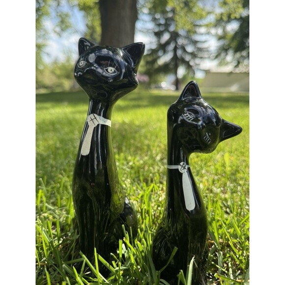 Unbranded | Accents | Vtg Ceramic Black Cat Pussycat Figurines Statues ...